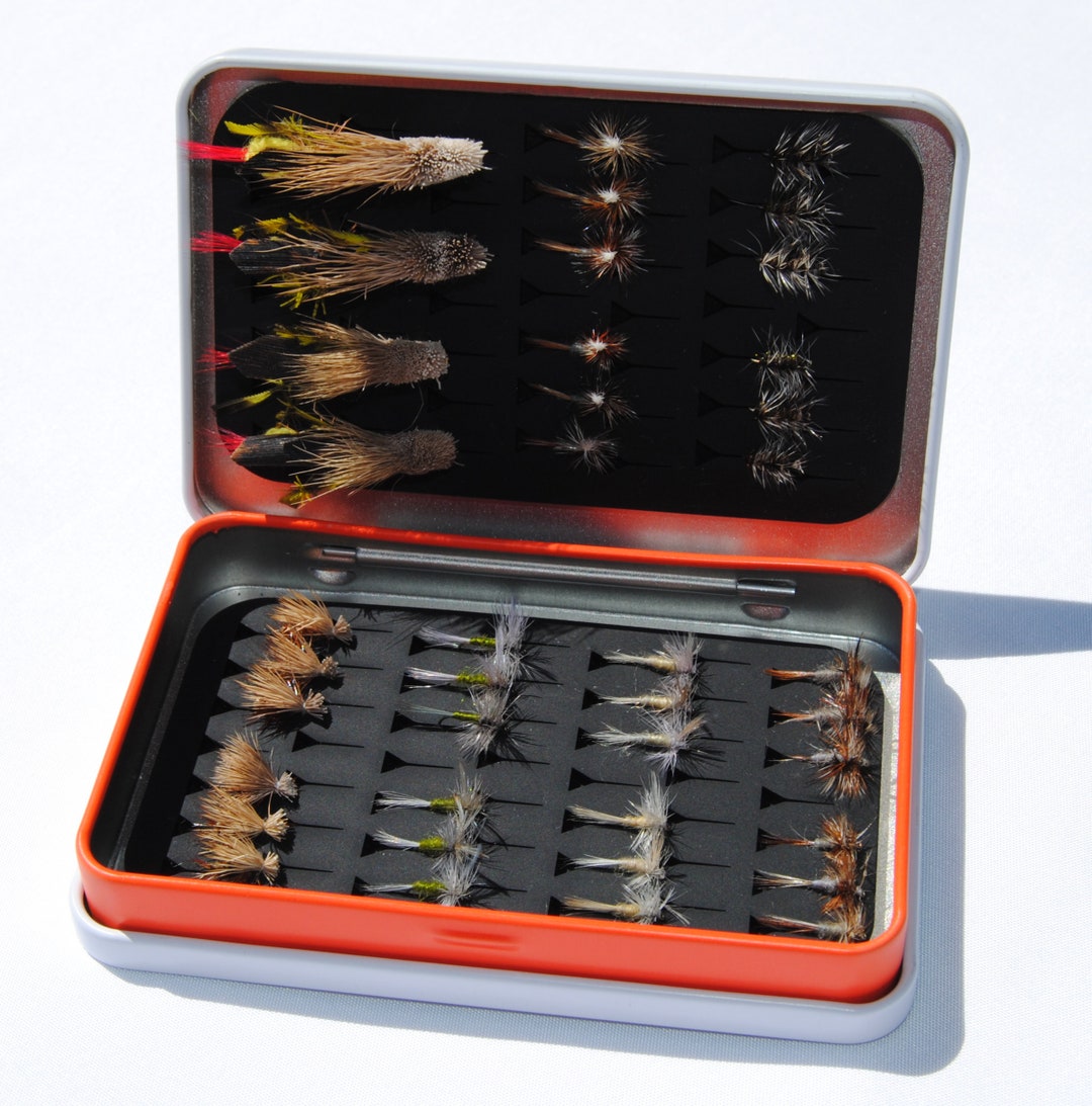 Dry Flies Assortment Loaded Fly Fishing Box Mini Tin 40 Flies- Choose ...
