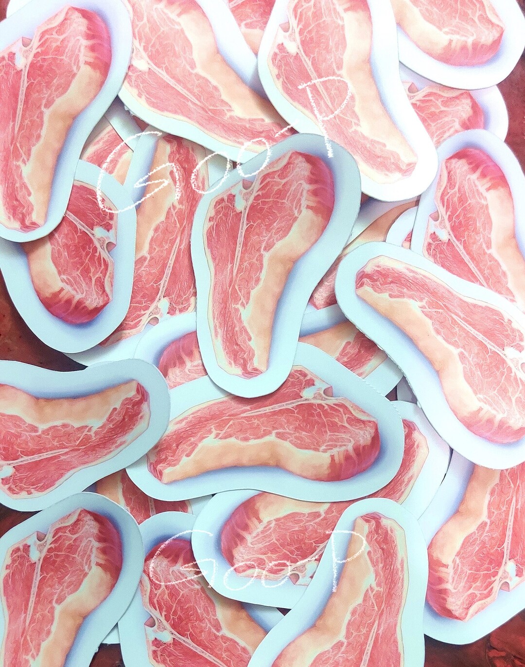Raw T-bone Steak Meat Vinyl Sticker - Laminated & Waterproof - Etsy