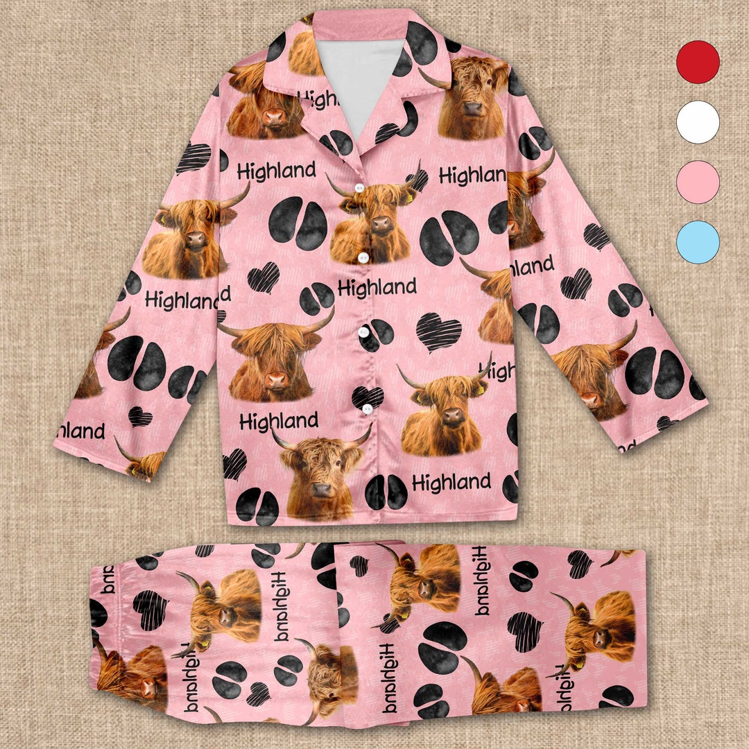Highland Cattle Pattern 3D Pajamas Farm Pajamas Set Pajamas - Etsy