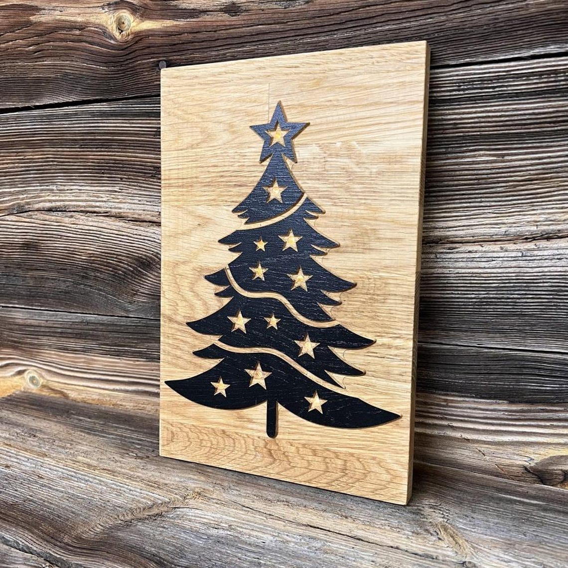 Christmas Tree Made of Oak Wood With Lighting | Christmas Decoration ...