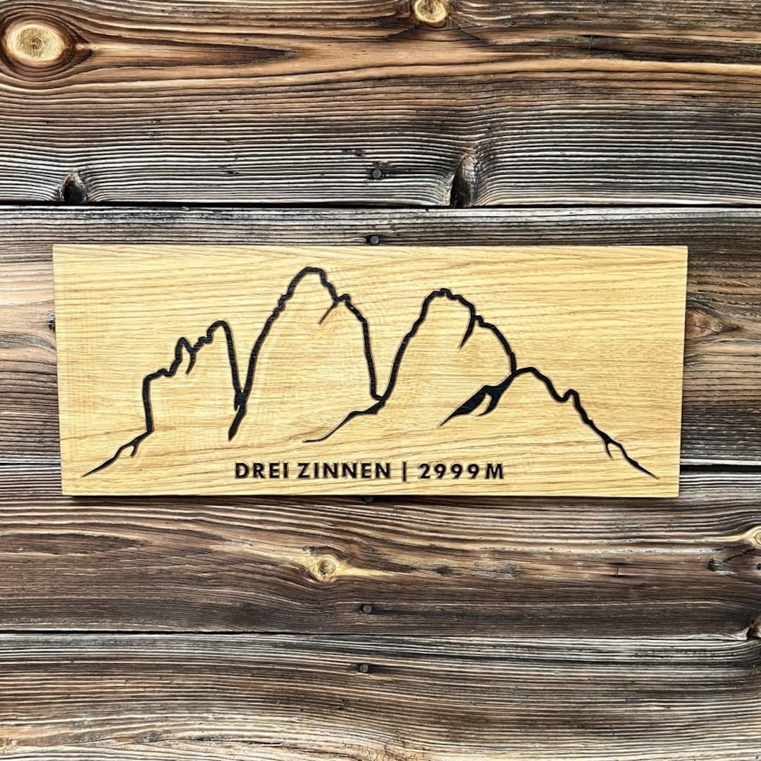 Three Peaks as a Wooden Mural | Mountain Range | Mountain Love L ...