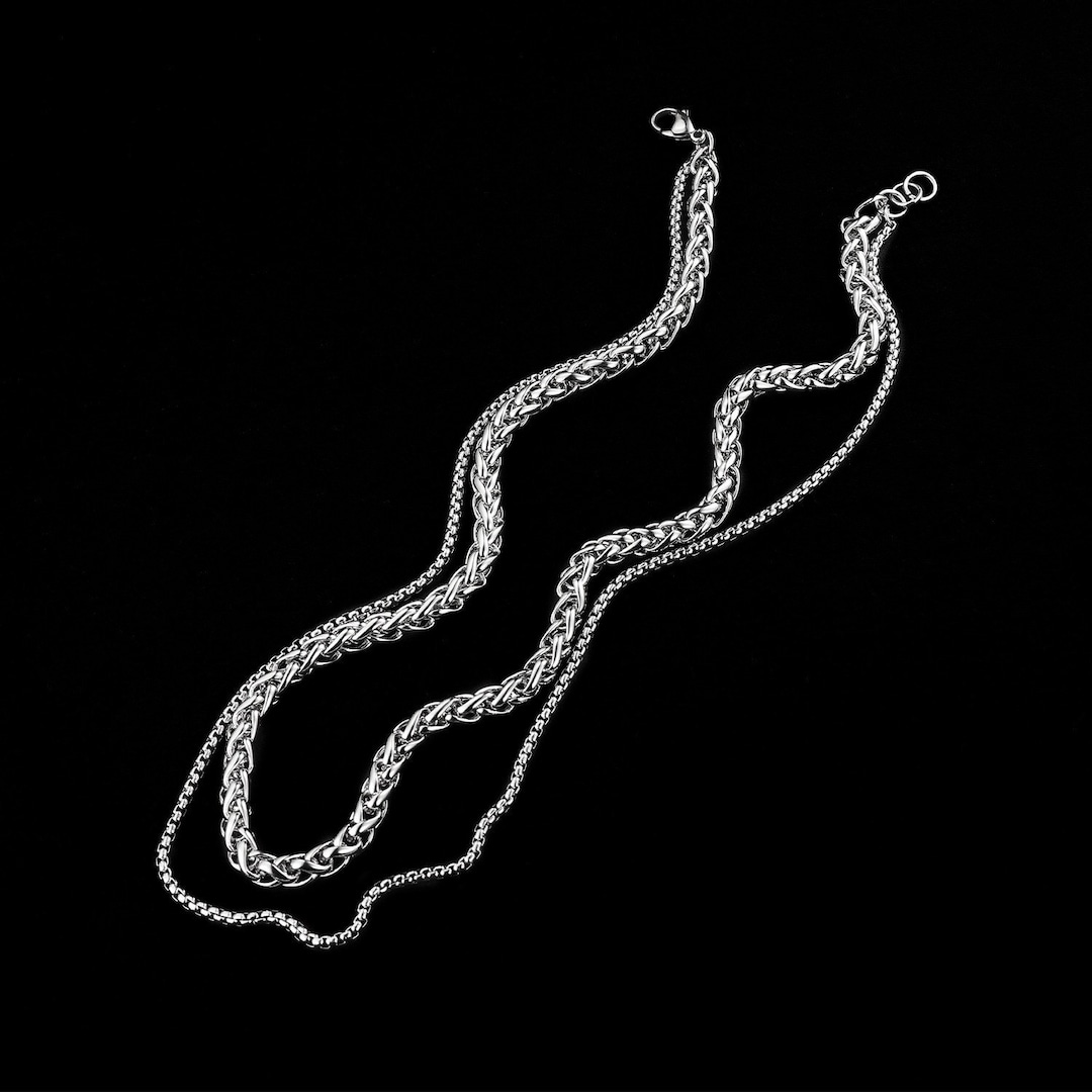 Solid Franco Chain Mix Box Chain Layered Chain Necklace, T-shirt ...