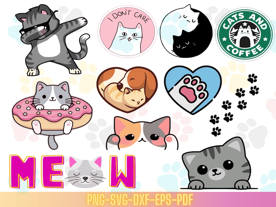 Cat SVG Bundle - Cat Svg -animal Svg- Cat Svg- Digital Prints - Svg ...