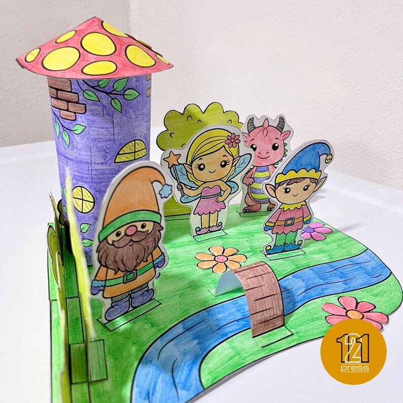 Fairy Paper House Template | DIY Printable Craft for Kids | Color, Cut ...