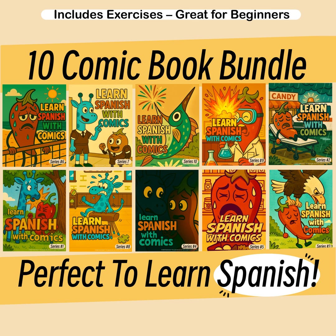 Learn Spanish With Comics: Beginner A1-A2 Parts 1-10 Bundle (digital ...