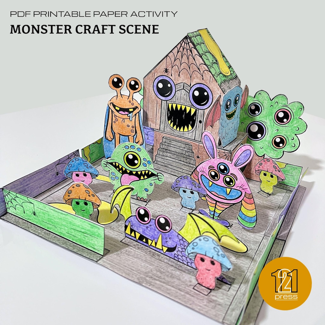Monster Paper House Template | DIY Printable Craft | Kids Color, Cut ...