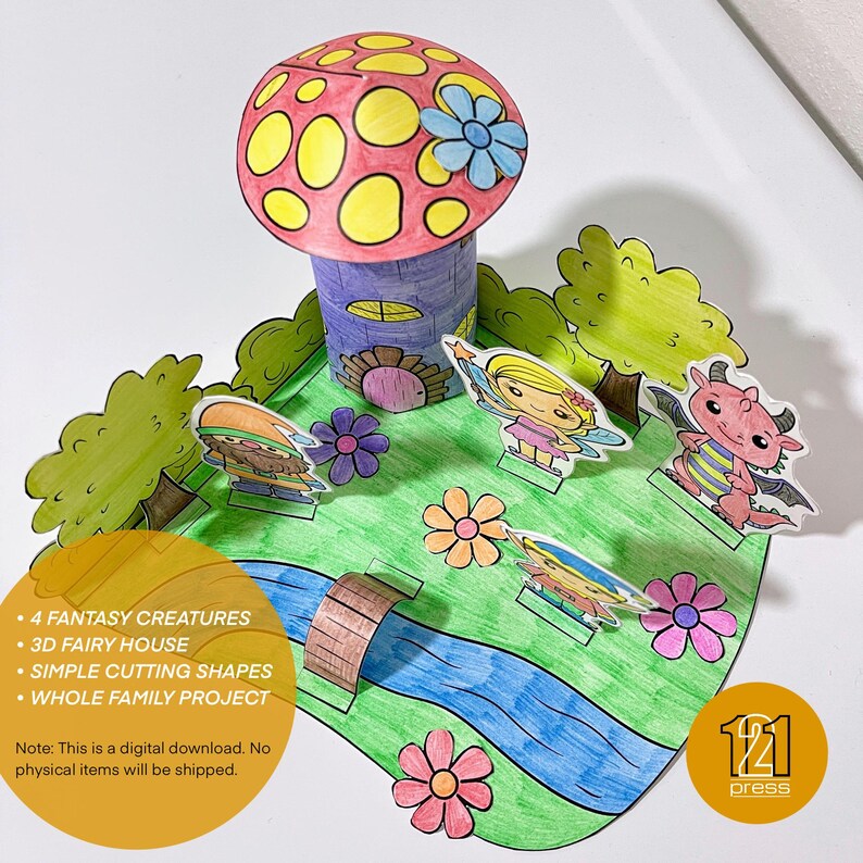 Fairy Paper House Template | DIY Printable Craft for Kids | Color, Cut ...