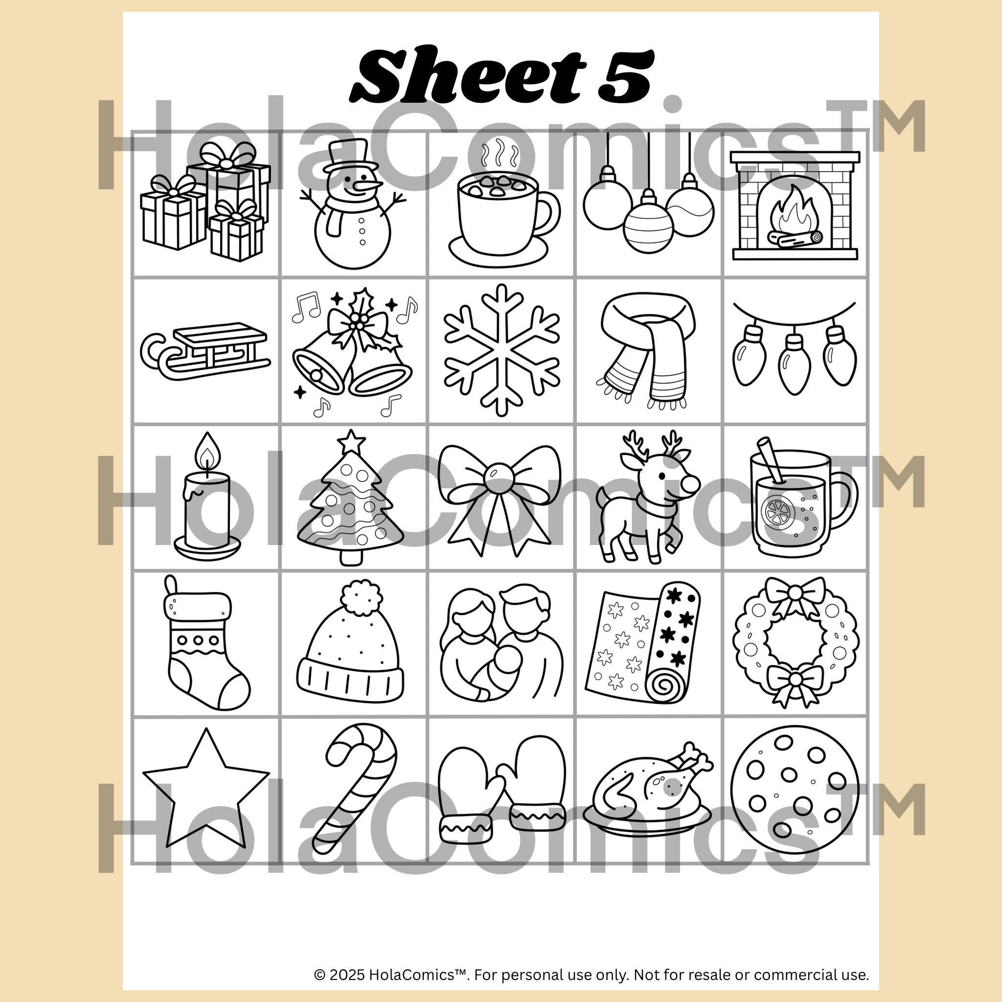 Spanish Christmas Bingo | Black & White Outline Pictures + Words ...