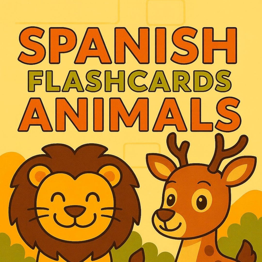 Spanish Animals Flashcards for Kids — Learn Spanish Vocabulary | PDF ...