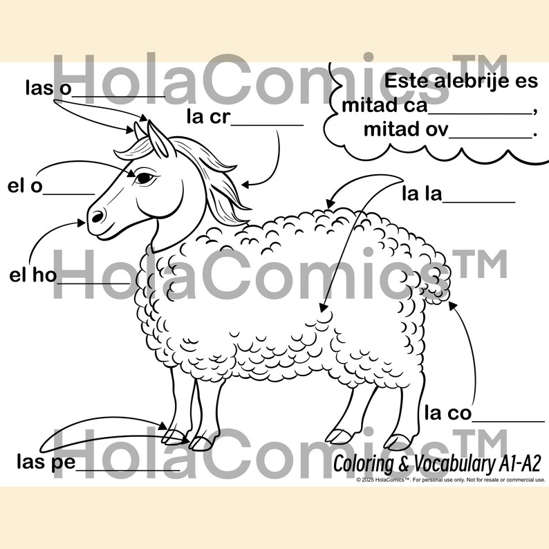 Spanish Coloring Pages + Flashcards Bundle | Alebrije Animals A1-A2 ...