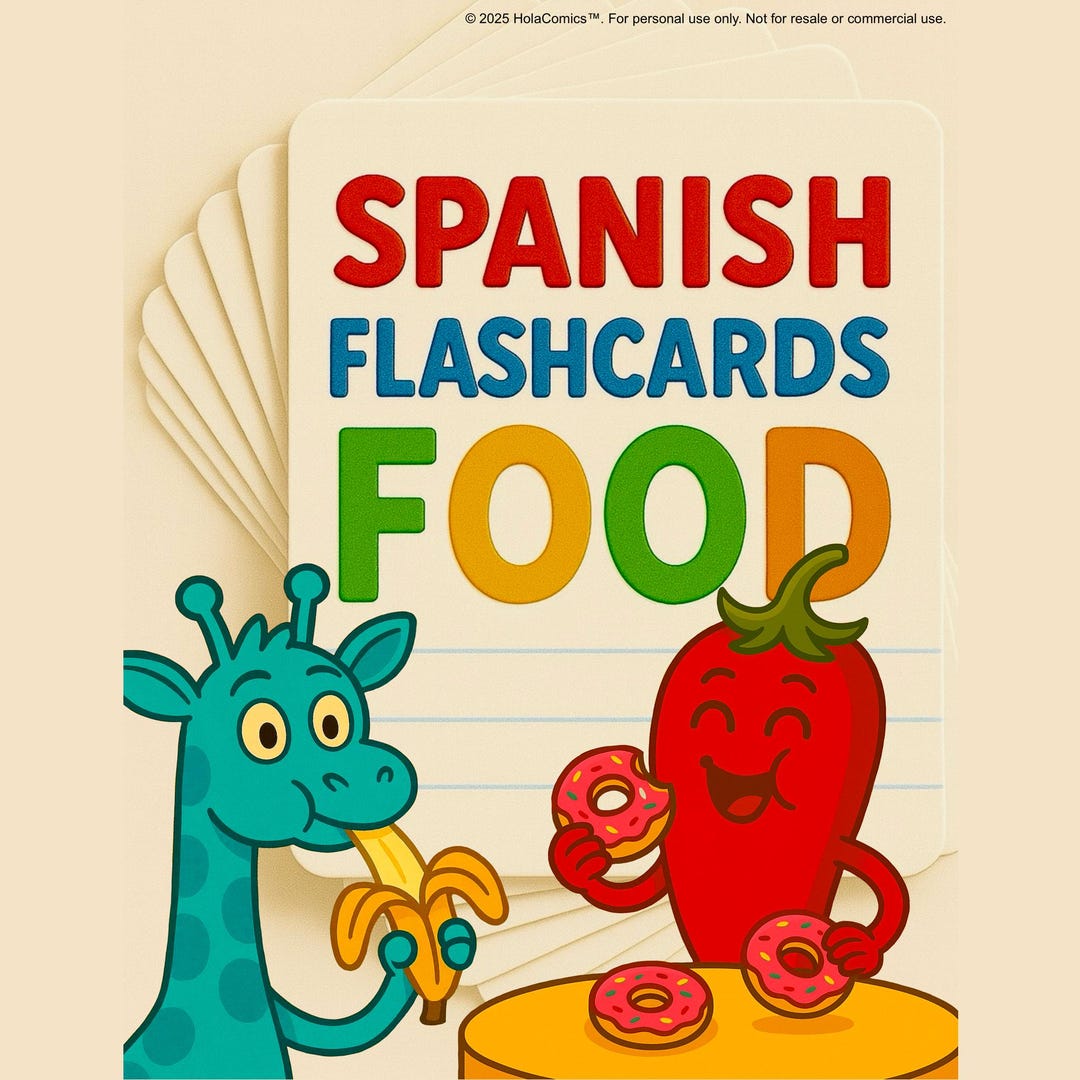 Spanish Food Flashcards: Fun Vocabulary Learning With Comics (PDF ...