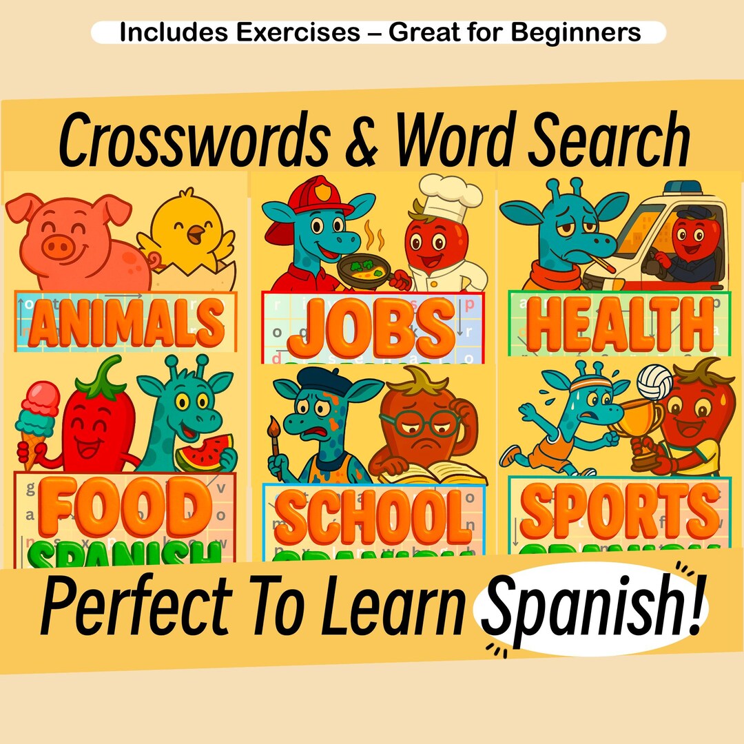 Spanish Crosswords & Word Searches Mega Bundle A1-A2 (PDF Download) - Etsy