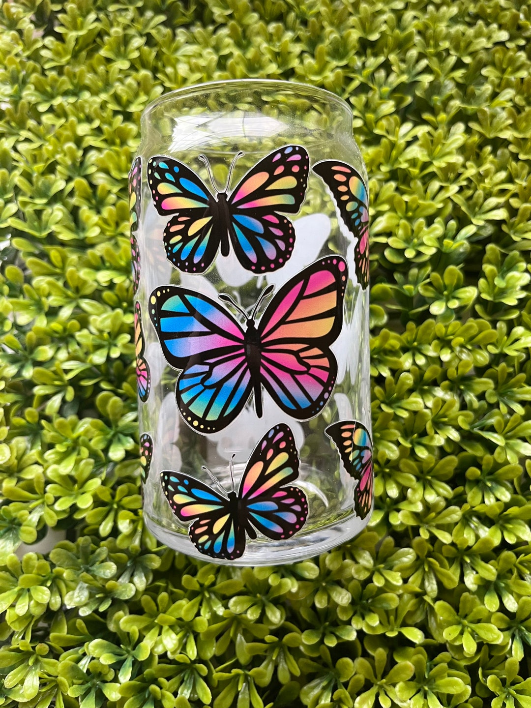 Glass Cup 16 Oz Butterflys Rainbow Cute Glass Cup - Etsy