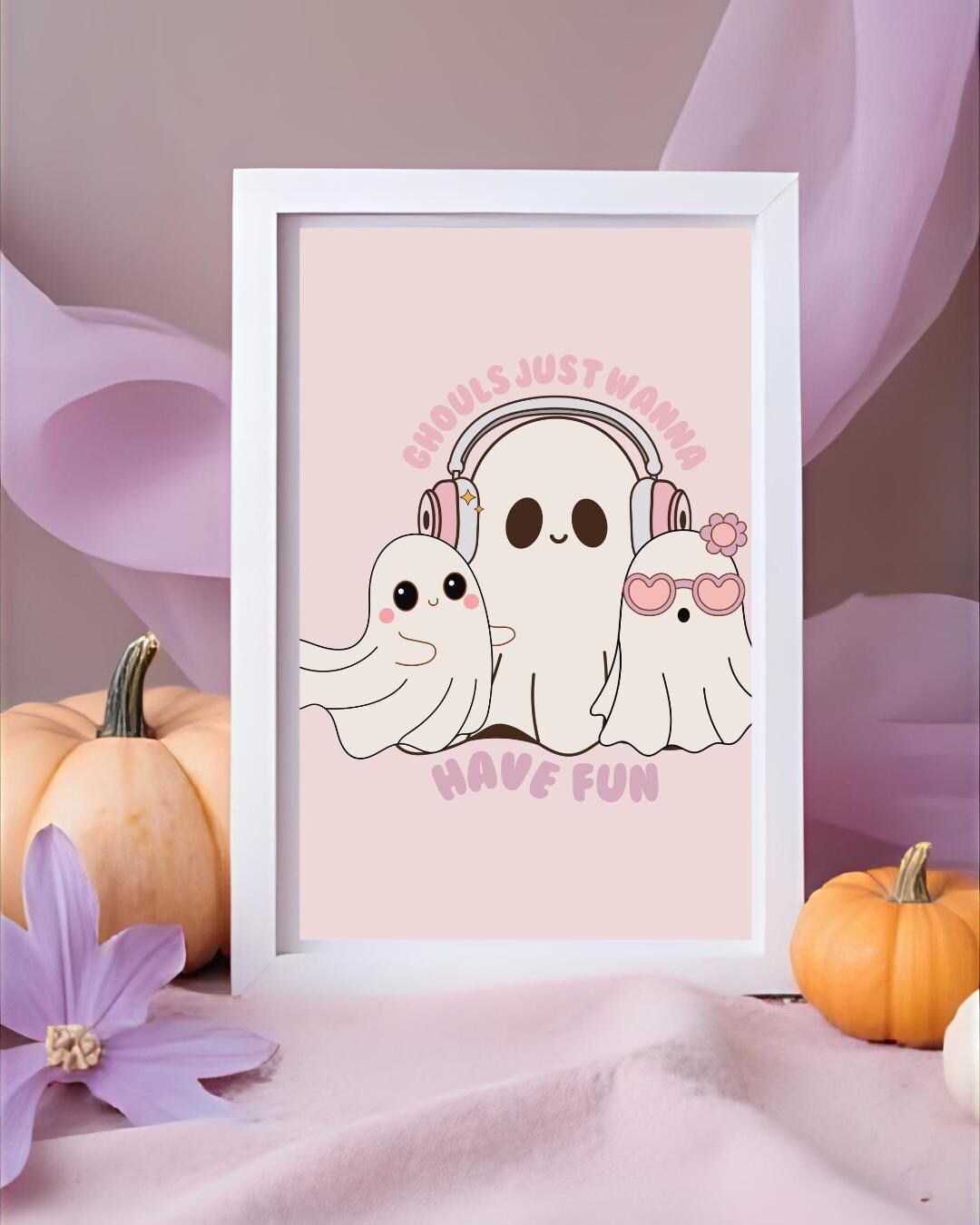 Pink Halloween Ghost Print: Ghouls Just Wanna Have Fun (digital ...