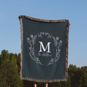 Personalized Family Name Quilt, Last Name Initials Woven Tapestry ...