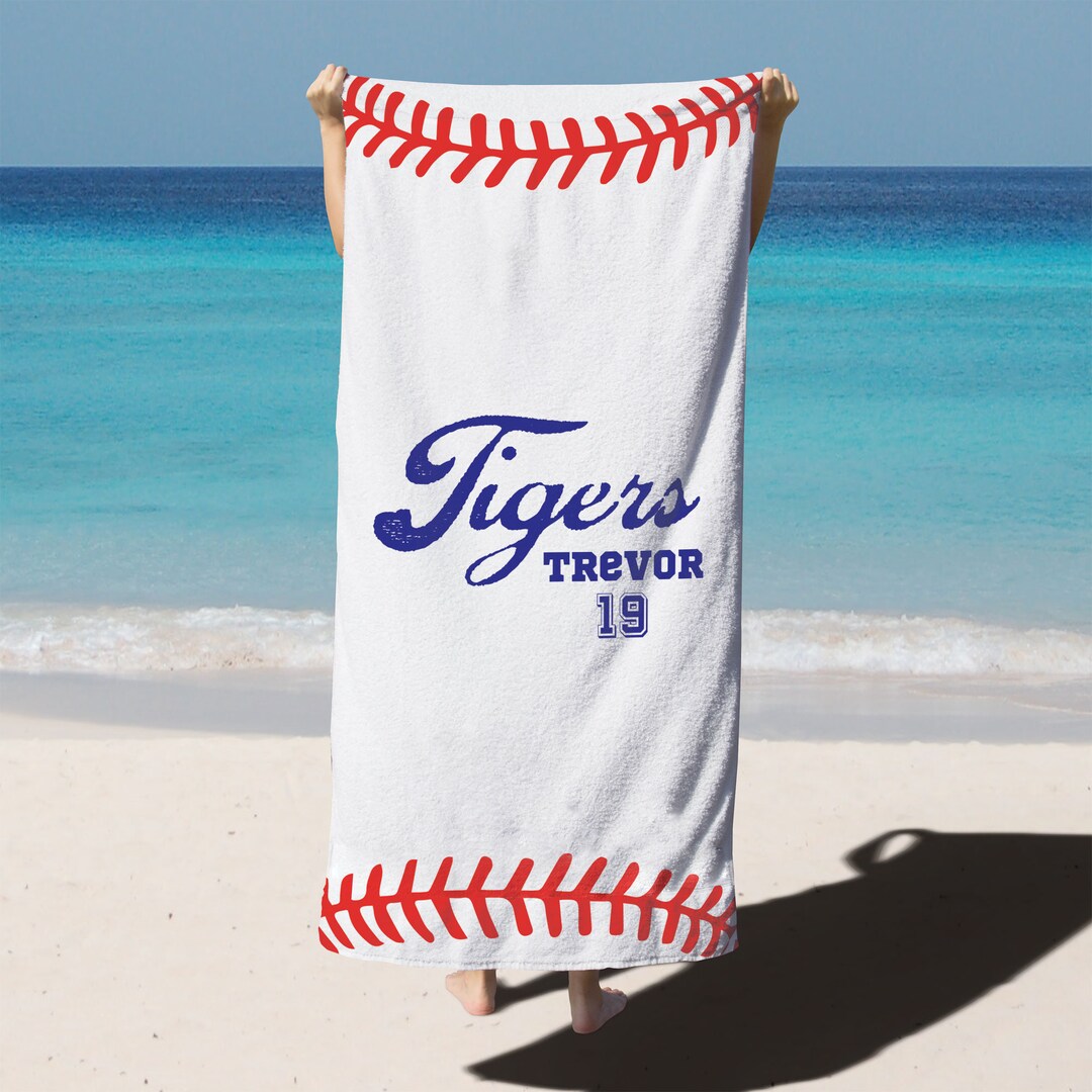 Custom Baseball Team Towel, Sports Personalized Beach Towel, Number and ...