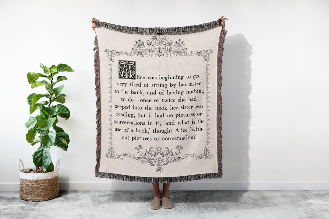 Personalized Book Page Woven Blanket , Cottage Core Fringed Quilt ...