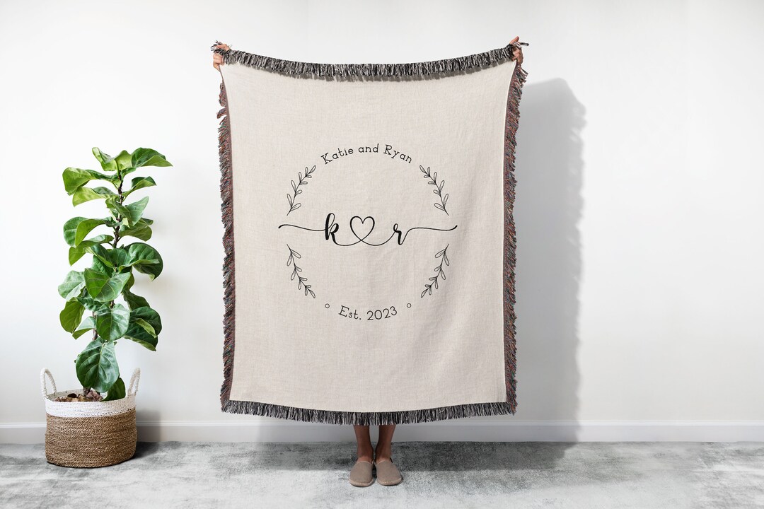 Personalized Wedding Blanket, Woven Tapestry With Initials, Wedding ...