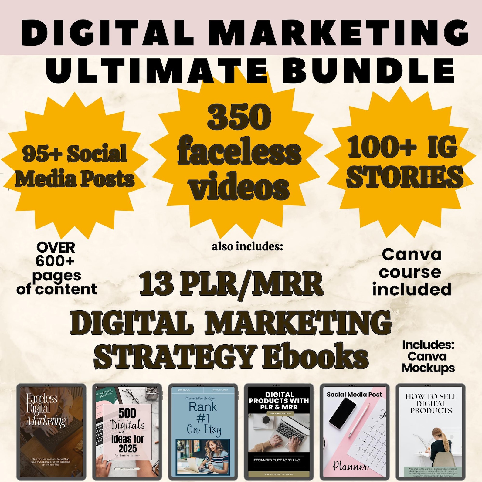 Ultimate Digital Marketing Bundle, Reels, Posts, Mockups (PLR & MRR) - Etsy