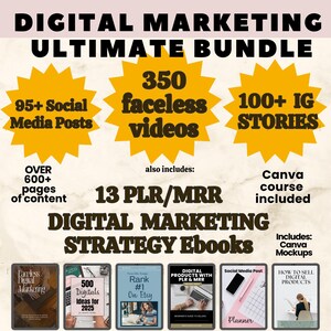 Ultimate Digital Marketing Bundle, Reels, Posts, Mockups (PLR & MRR) - Etsy