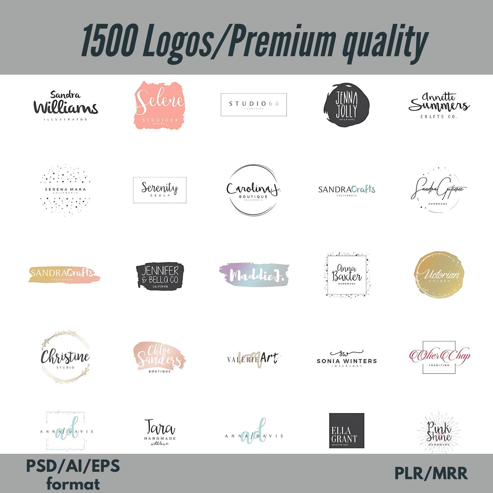 1500+ Logo Bundle With PLR & MRR Rights – Editable Business and ...
