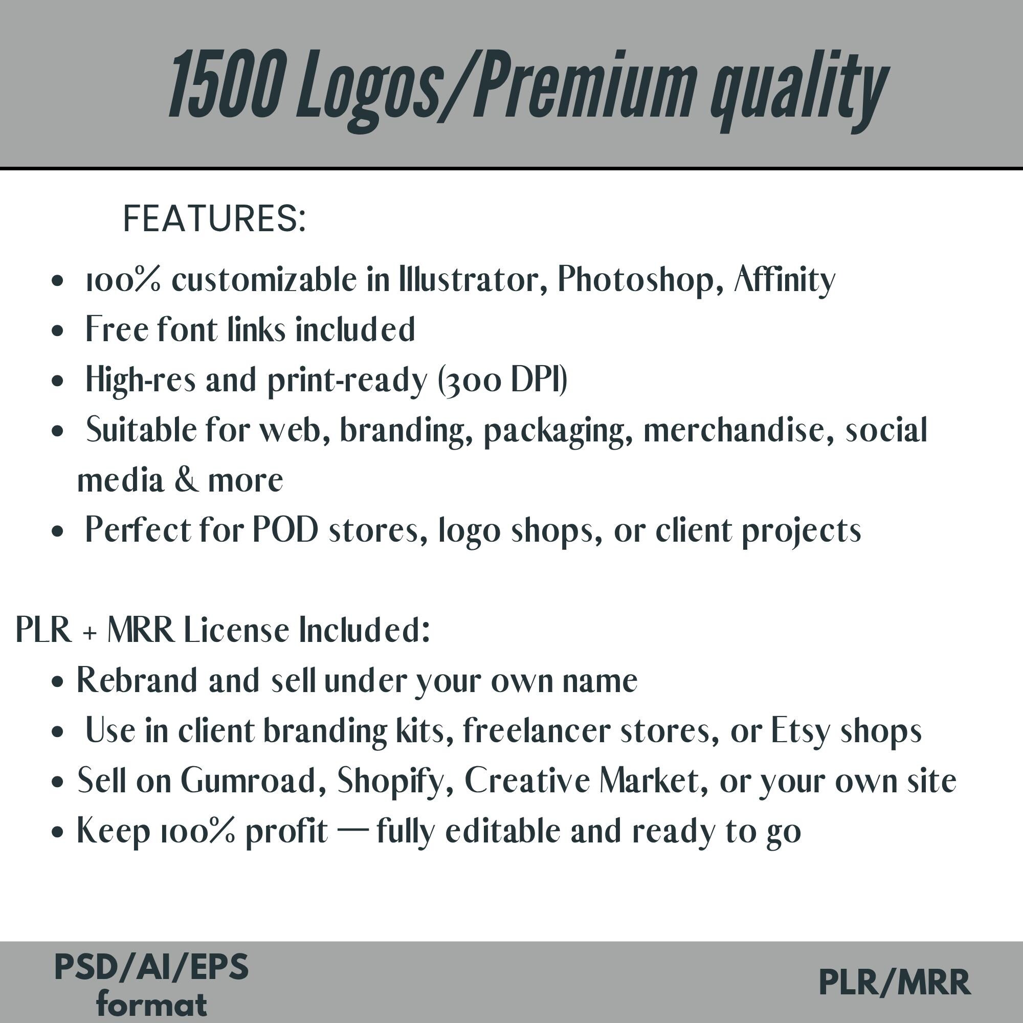 1500+ Logo Bundle With PLR & MRR Rights – Editable Business and ...