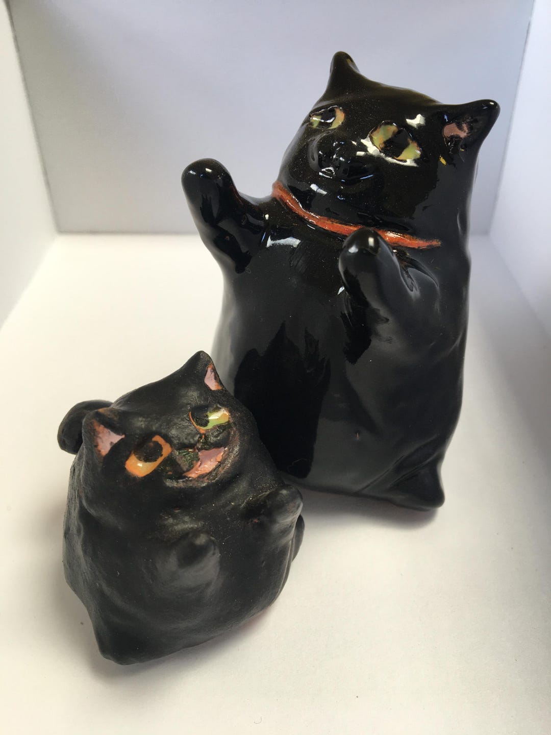 Jimi and Terry - One of a Kind Handmade Ceramic Cat Sculpture - Silent ...