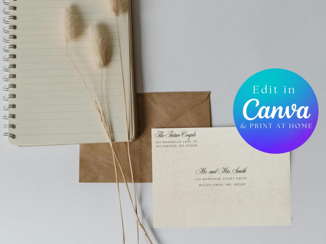 Classic Envelope Label Template, DIY Address Label, Wedding Template ...