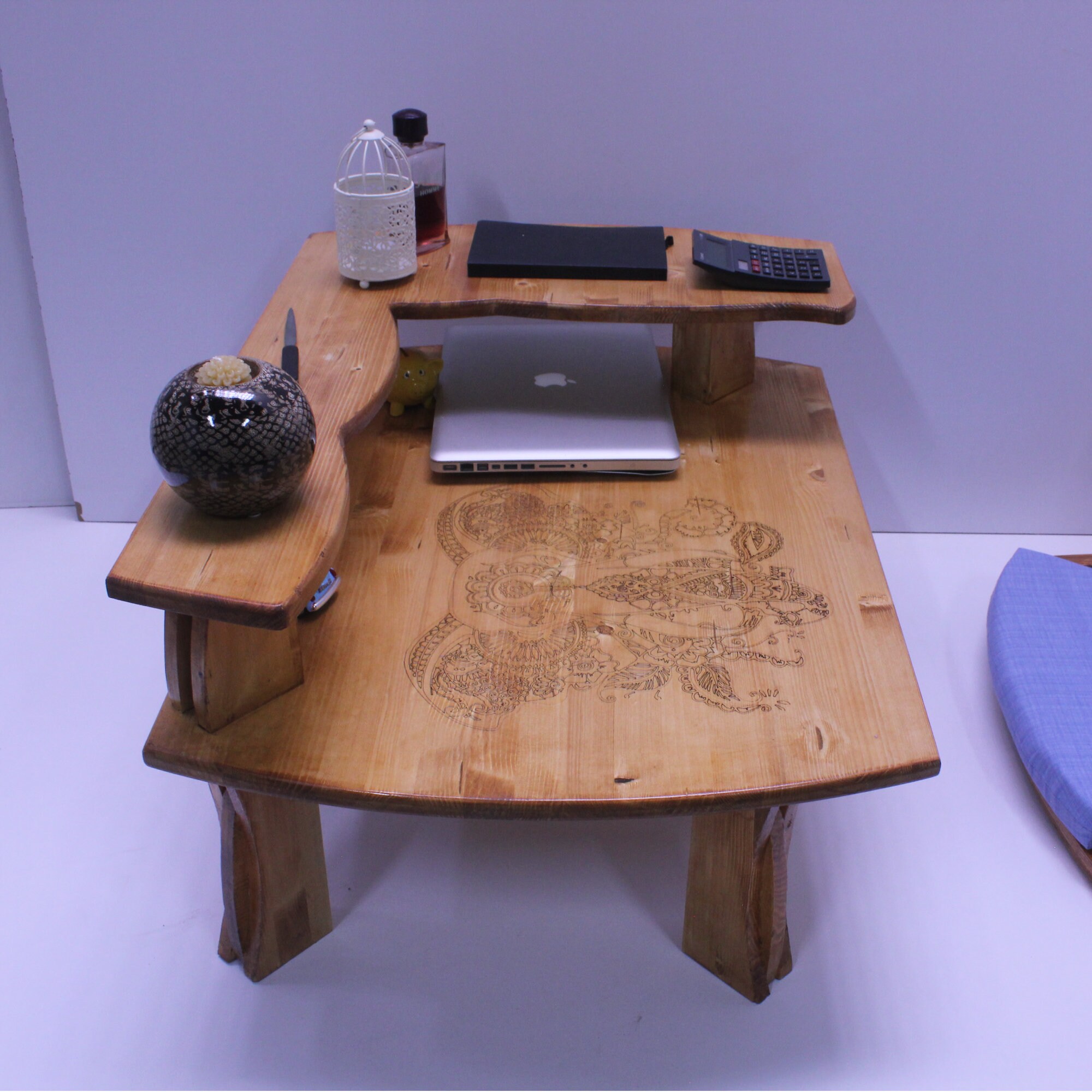 Handmade Wooden Floor Desk: Low Laptop Table, Customizable - Etsy