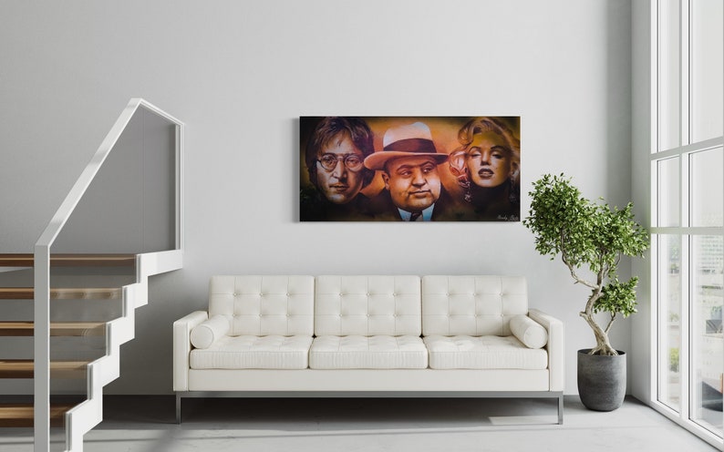 John Lenon, Al Capone, Marilyn Monroe Mural Home Decor Canvas - Etsy