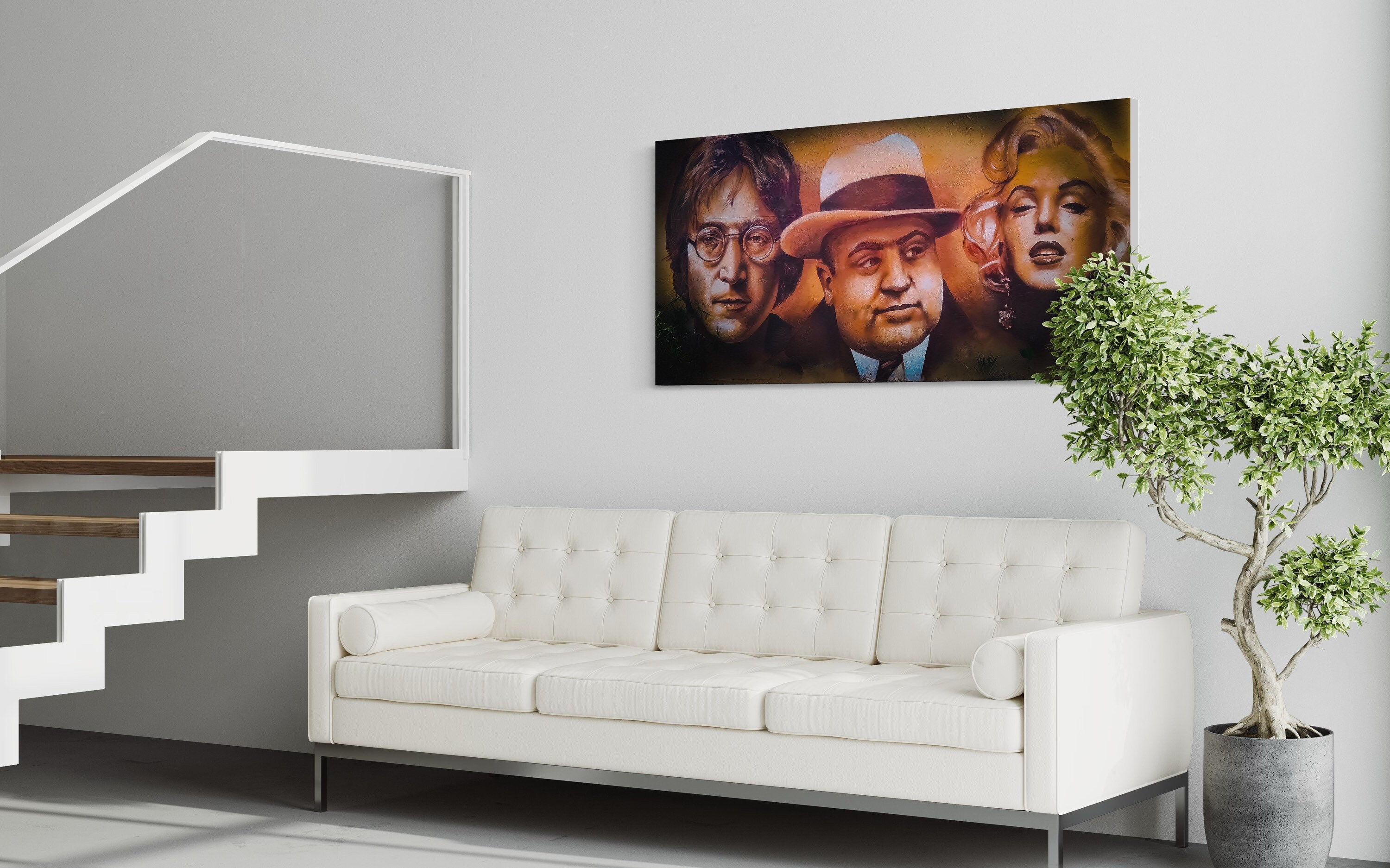 John Lenon, Al Capone, Marilyn Monroe Mural Home Decor Canvas - Etsy