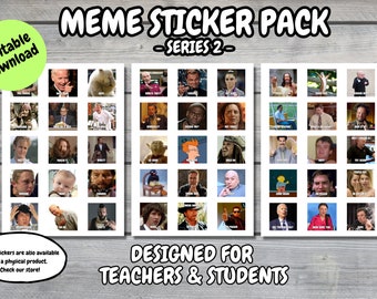 Printable Meme Sticker Pack for Teachers and Students Print at Home 45 ...