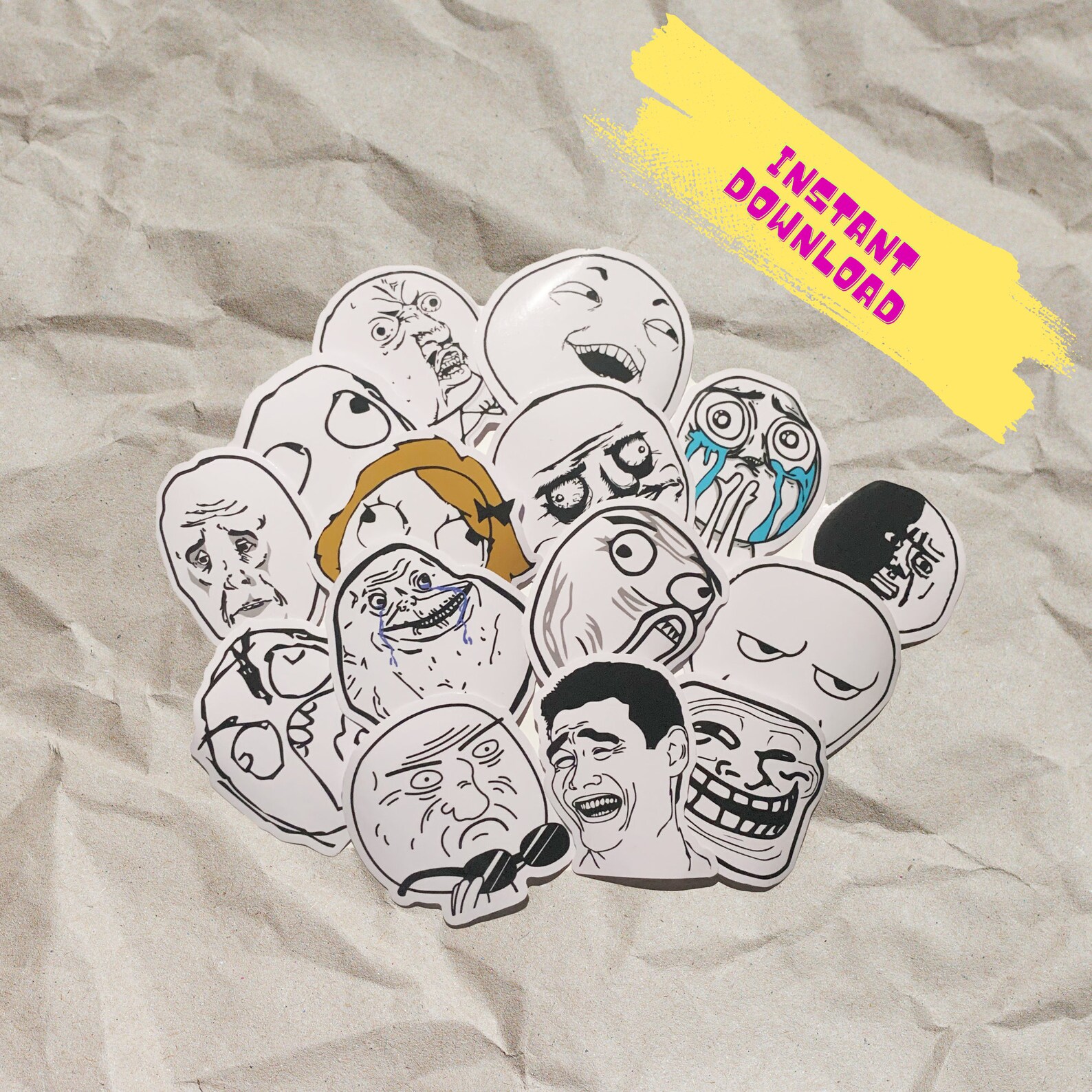 Printable Meme Stickers | Printable Sheet | 15 Ragefaces | JPG, PNG ...