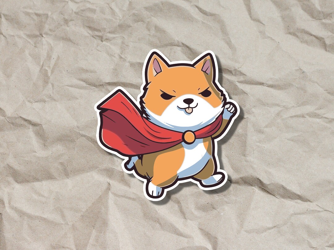 Shiba Inu Dog Superhero Sticker, Am Hero, so Power, Very Save Doge ...