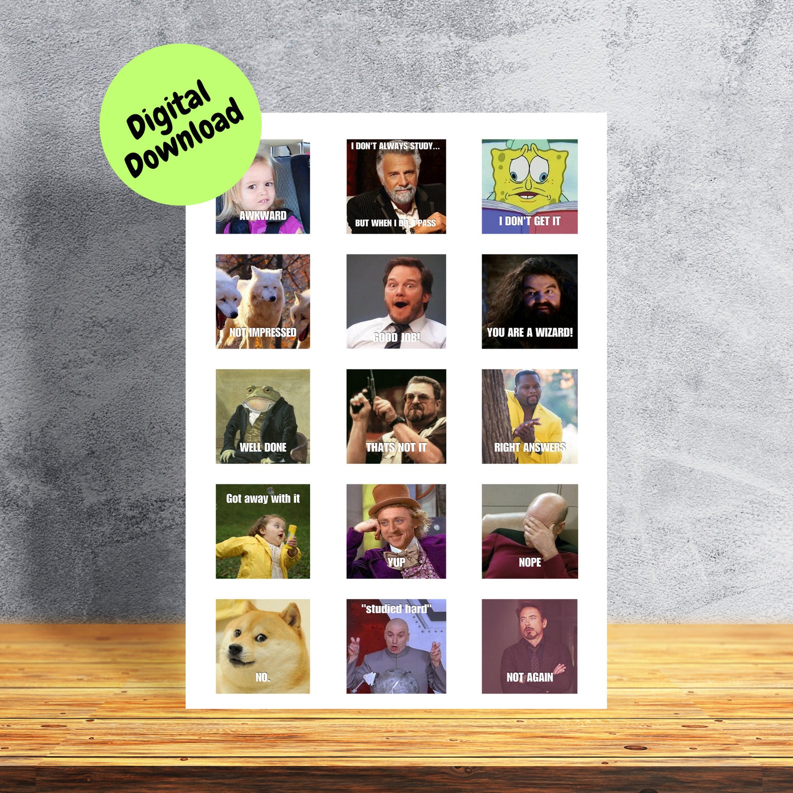 Printable Meme Sticker Pack for Teachers and Students| Print at Home ...