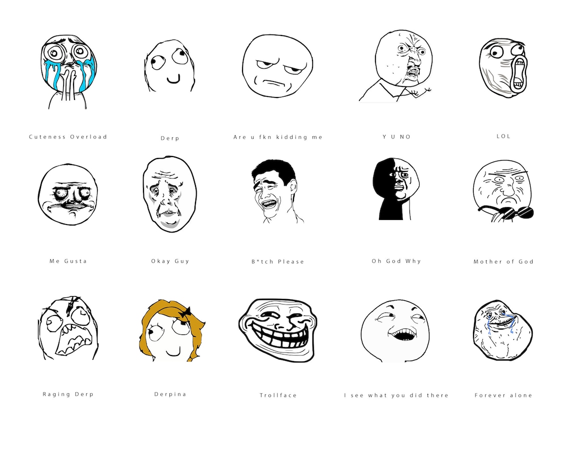 Meme Sticker Pack Ragefaces / Aufkleber 15 Stück Leicht - Etsy.de