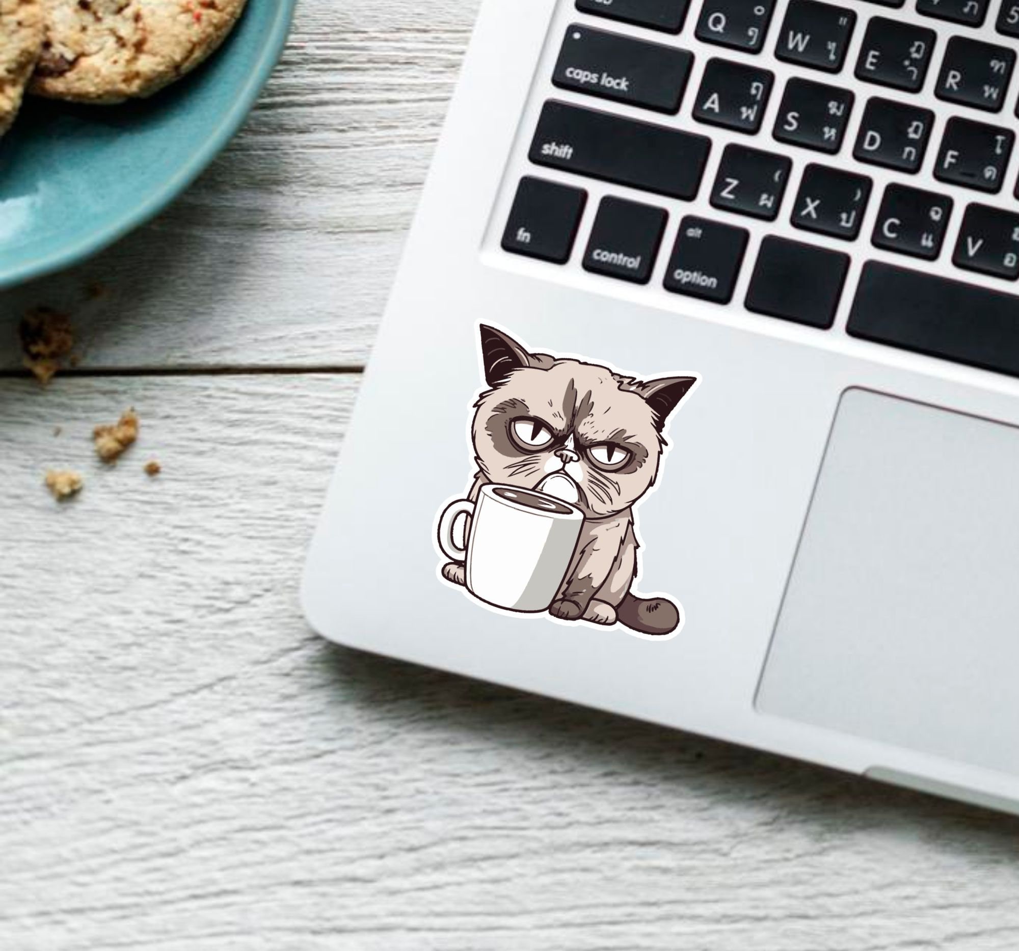 Grumpy Morning Cat Meme Sticker, Good Morning, Tired Cat Sticker, Vinyl ...