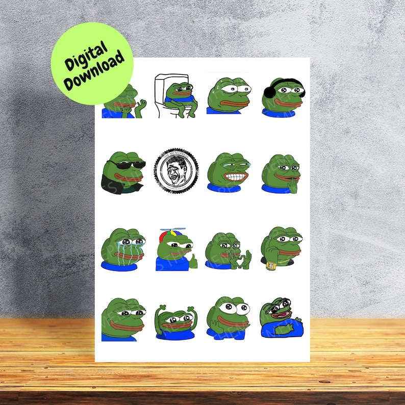 Printable Pepe Meme Stickers Print at Home 15 Pcs Sheet - Etsy