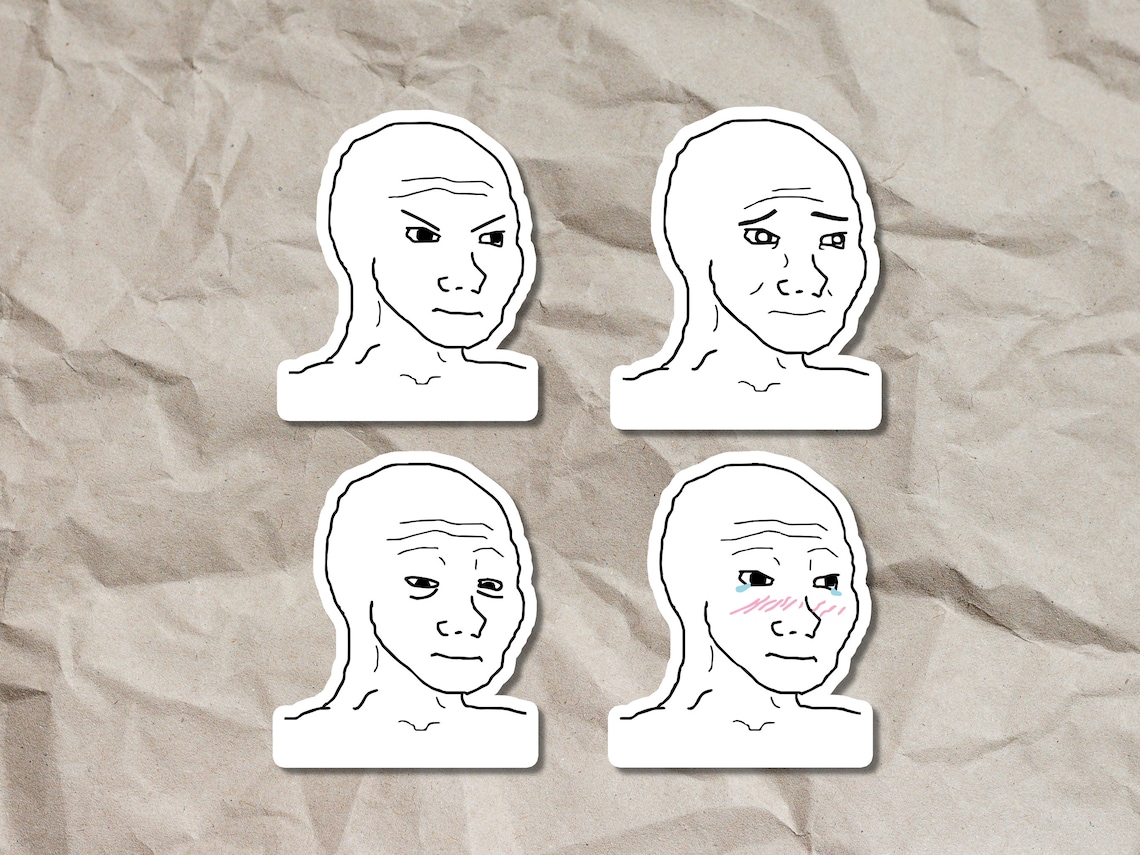 Wojak Meme Sticker Bundle: Afraid, Tired, Angry, Blushing High-quality ...