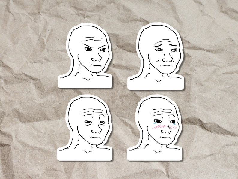 Wojak Meme Sticker Bundle: Afraid, Tired, Angry, Blushing High-quality ...