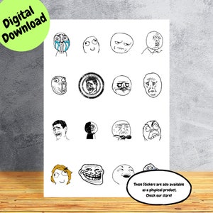 Printable Meme Stickers | Printable Sheet | 15 Ragefaces | JPG, PNG ...