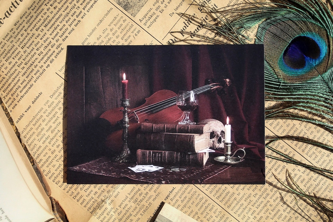 Vanitas Still Life Postcard ''violin'' - Etsy