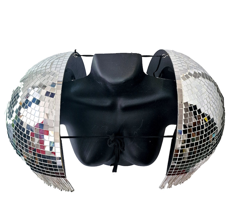 34cm XL Deluxe Disco Ball Shoulder Pads / Epaulettes With Rhinestone ...