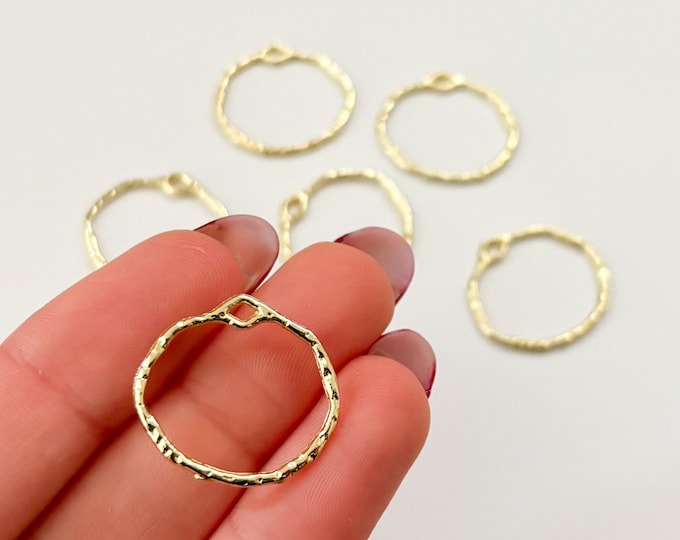 6 Gold Round Open Back Bezels for Resin Jewellery Making, Alloy ...