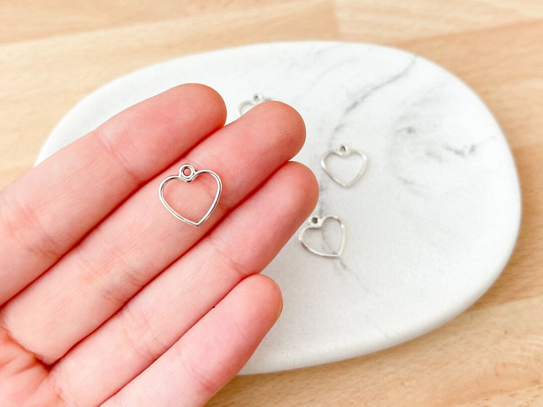 20x Silver Heart Open Back Bezel for Resin Jewellery Making, Small ...