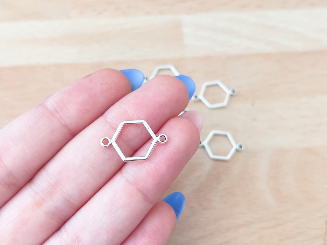 6 Hexagon Open Back Bezel Connector for Resin Jewellery Making ...