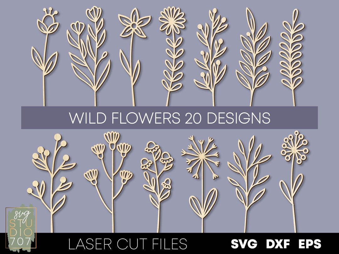 Wildflowers Svg Bundle Wildflower Laser Cut Files Wooden Bouquet Svg ...