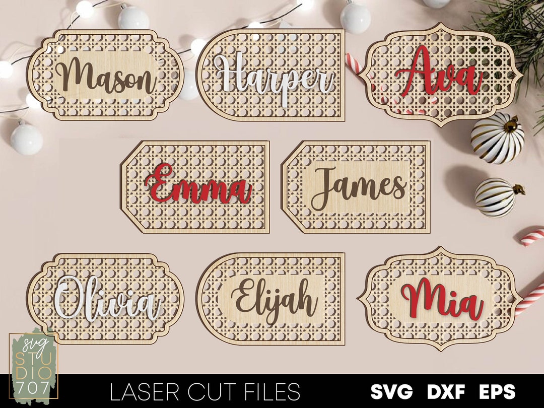 Rattan Stocking Name Tags Svg Christmas Gift Name Tag Svg - Etsy