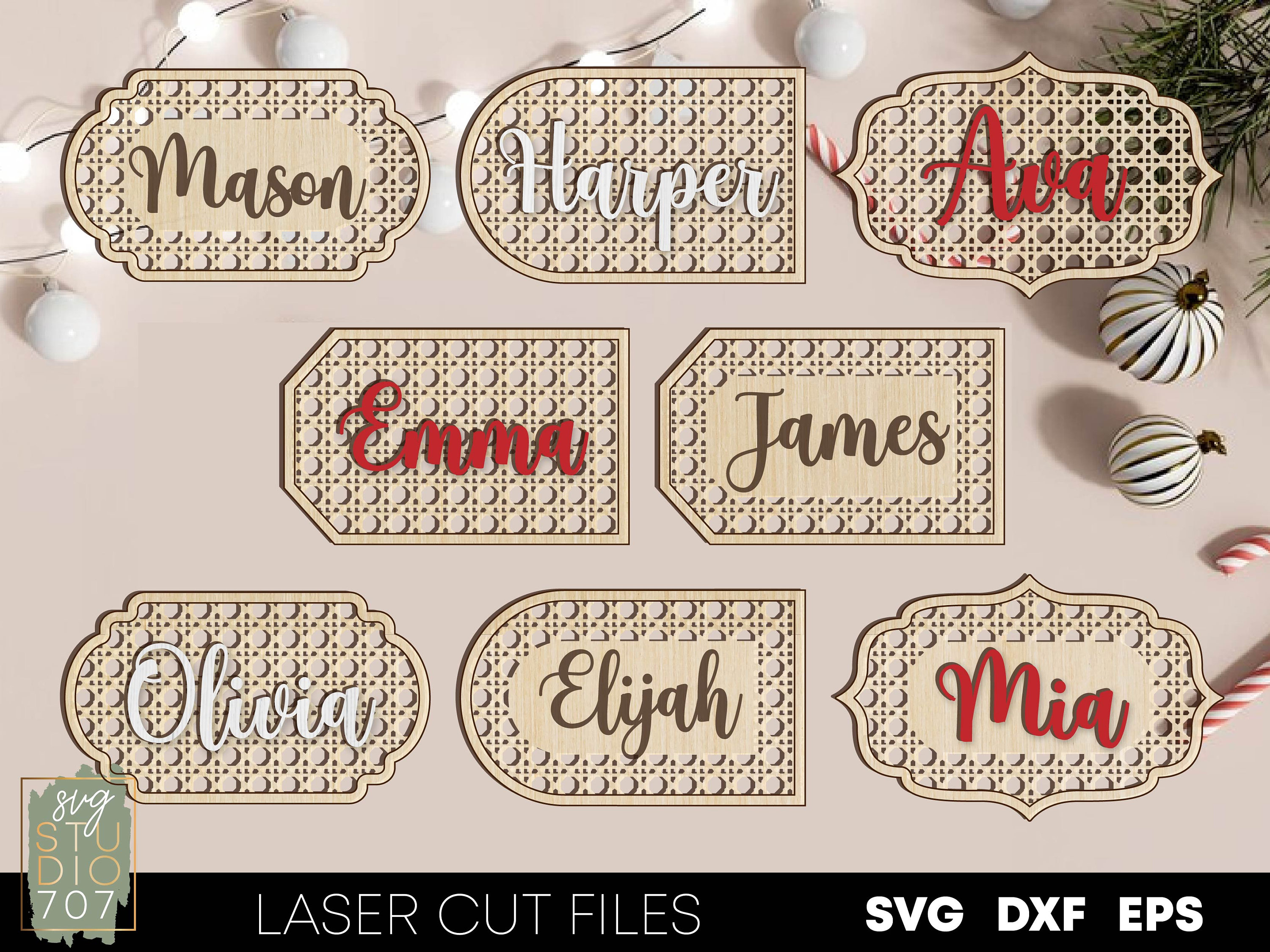 Rattan Stocking Name Tags Svg Christmas Gift Name Tag Svg - Etsy