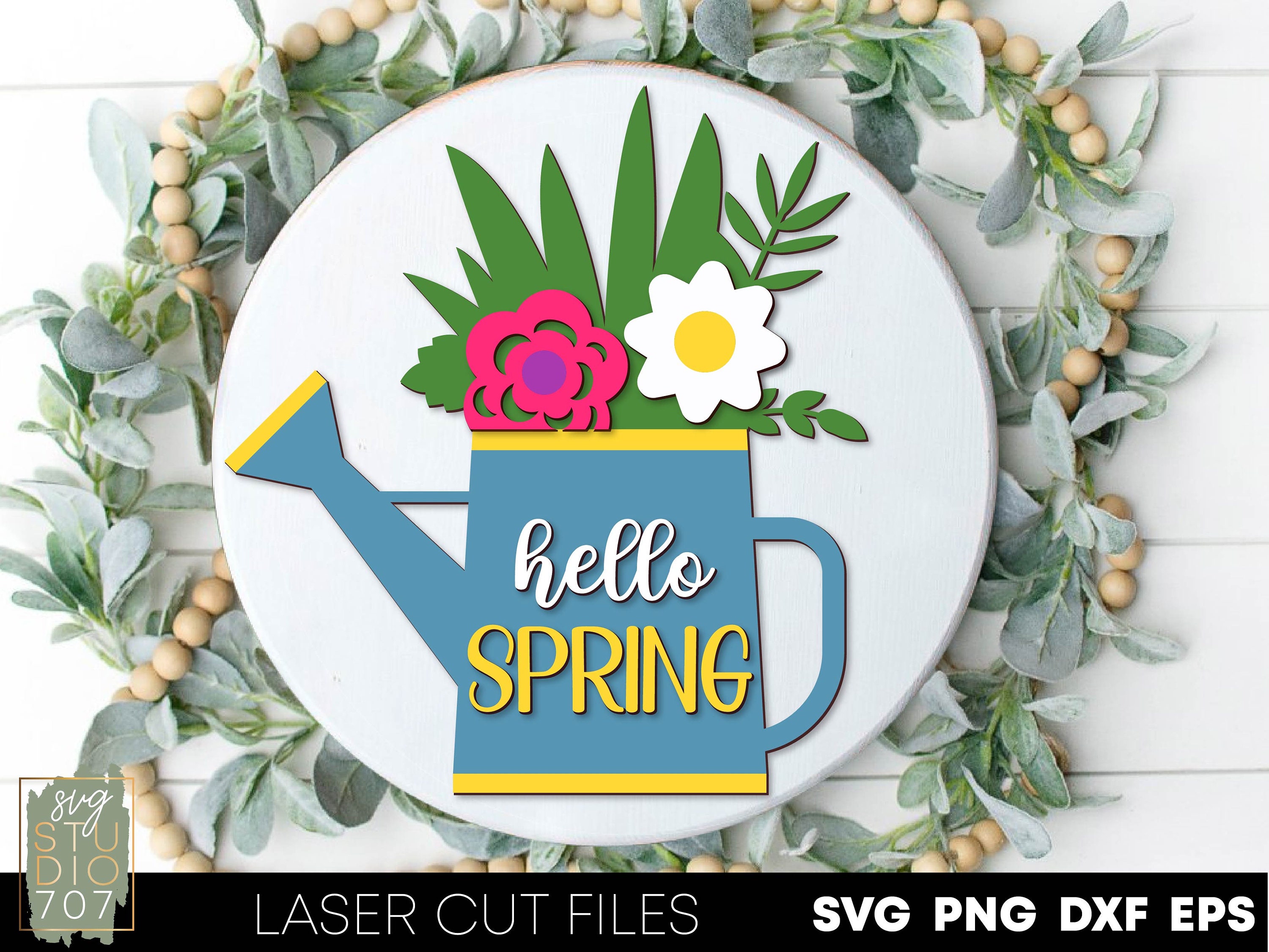 Hello Spring Sign Svg Spring Door Hanger Template Front Door - Etsy